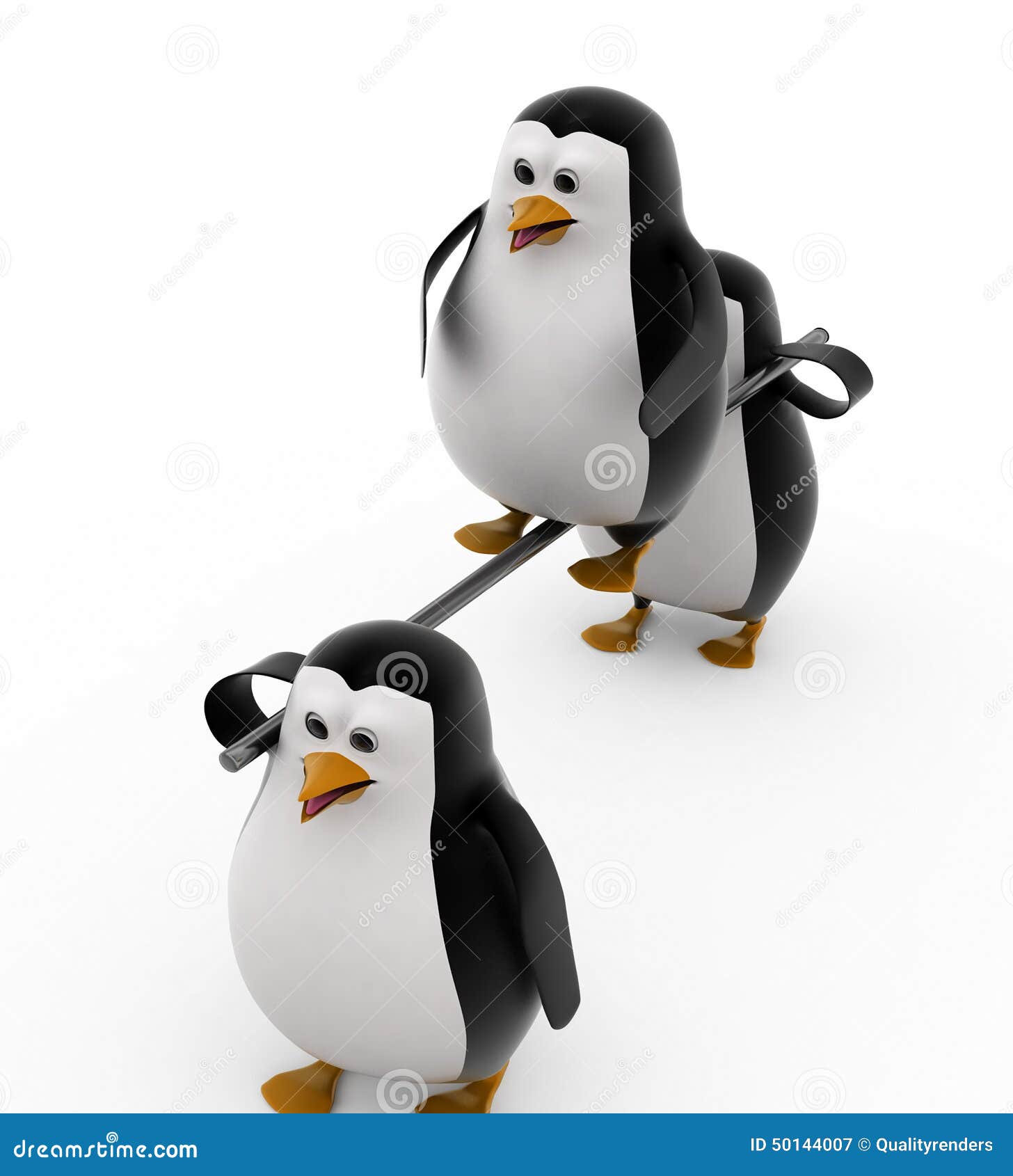 3d Penguin Leadership Concept Stock Illustration - Illustration of ...
