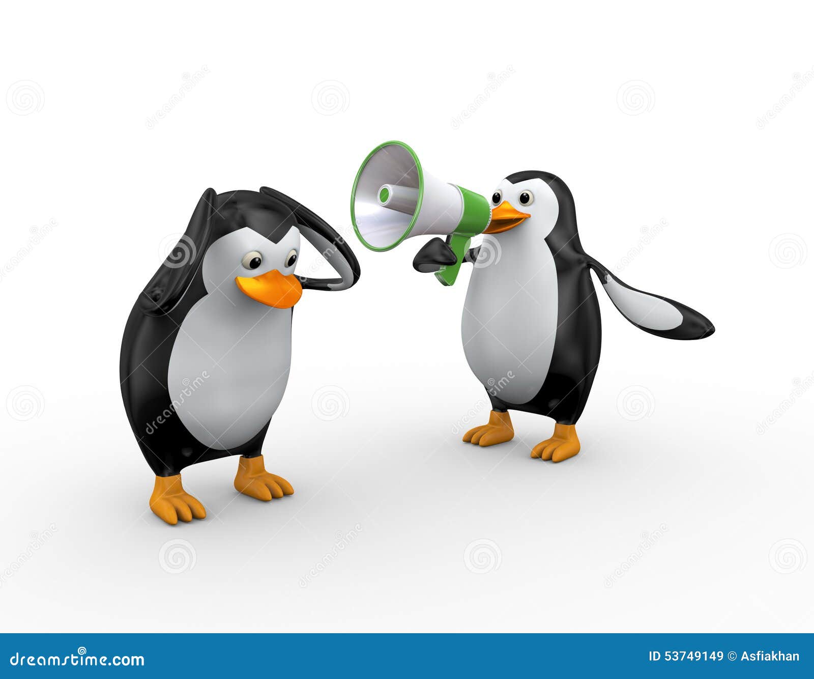 3d Penguin Megaphone Shouting Stock Illustration - Illustration of ...