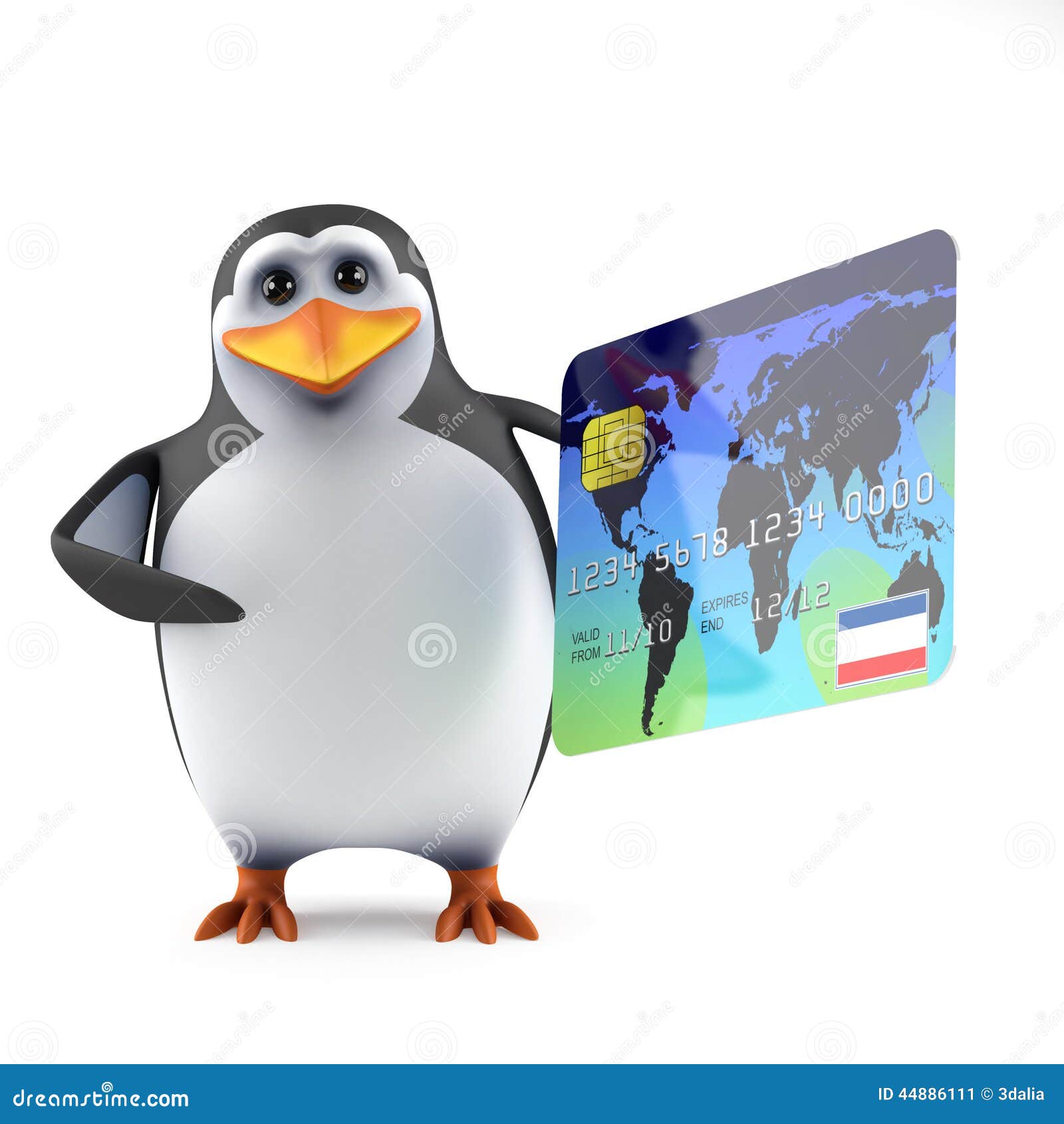 3d Penguin Pays with a Credit Card Stock Illustration - Illustration of ...
