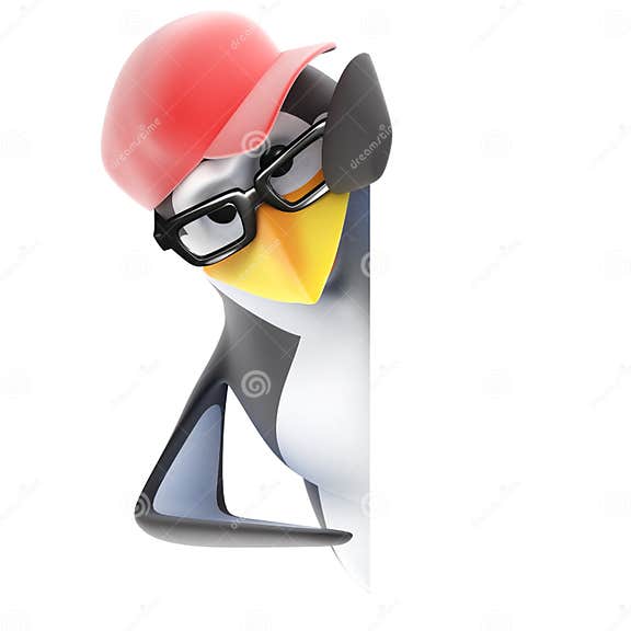 3d Penguin Peeps Round the Corner Stock Illustration - Illustration of ...