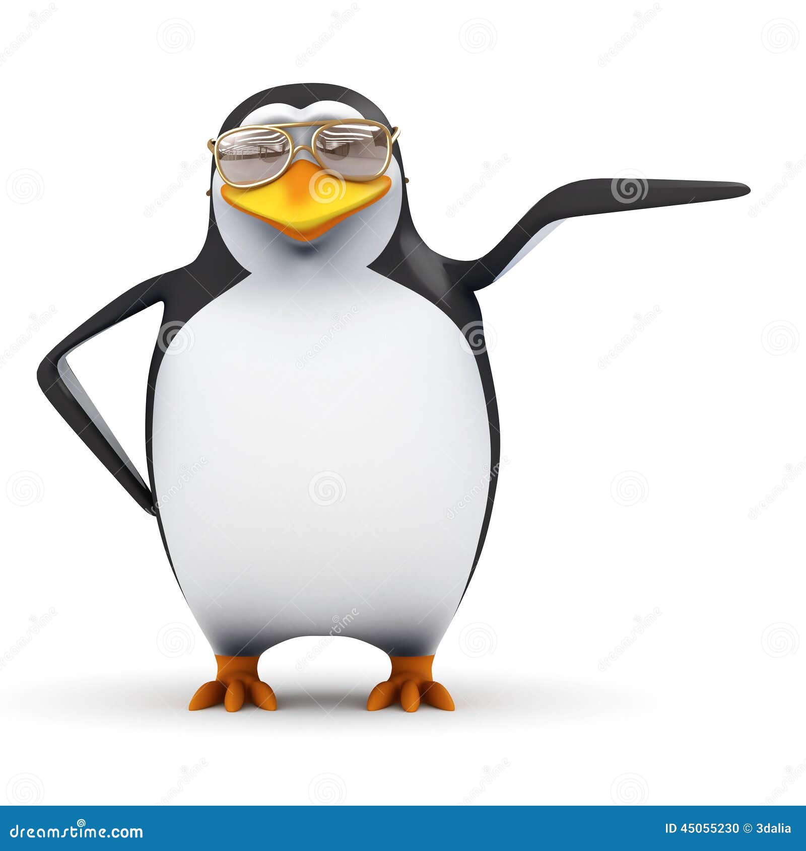 3d Penguin Points To His Left Stock Illustration - Illustration of ...