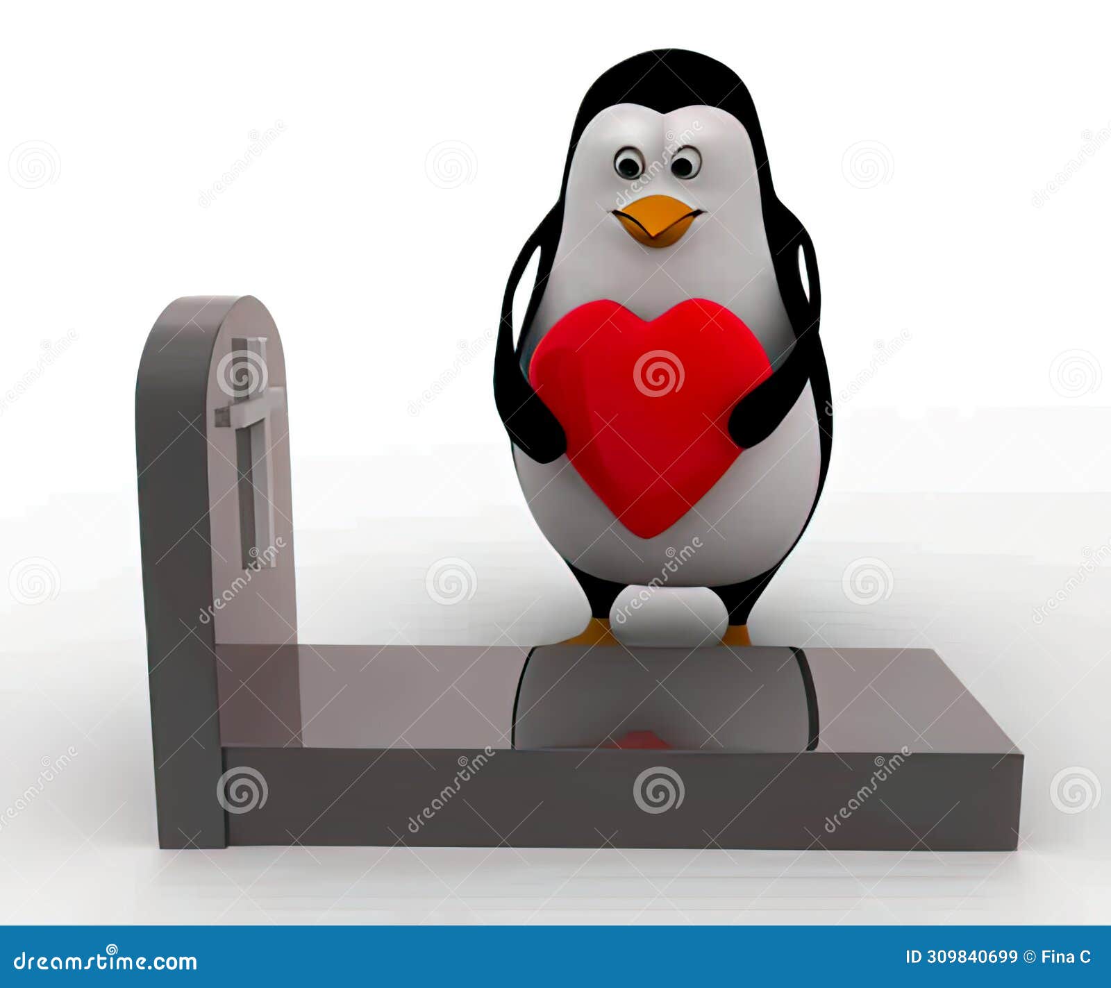 3d Penguin Putting Heart on Grave Concept Stock Illustration ...