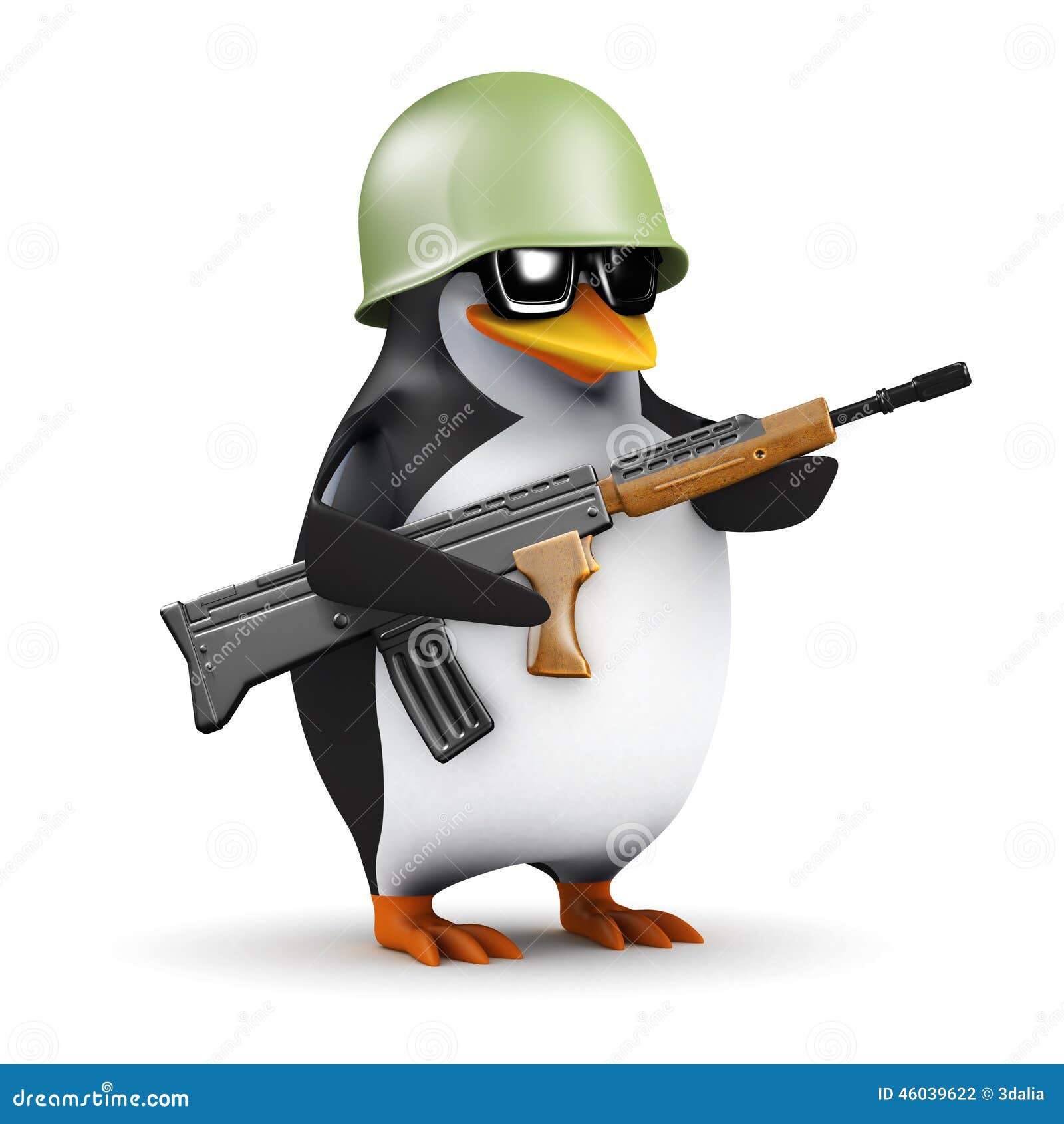 3d Penguin is Ready for Combat Stock Illustration - Illustration of ...
