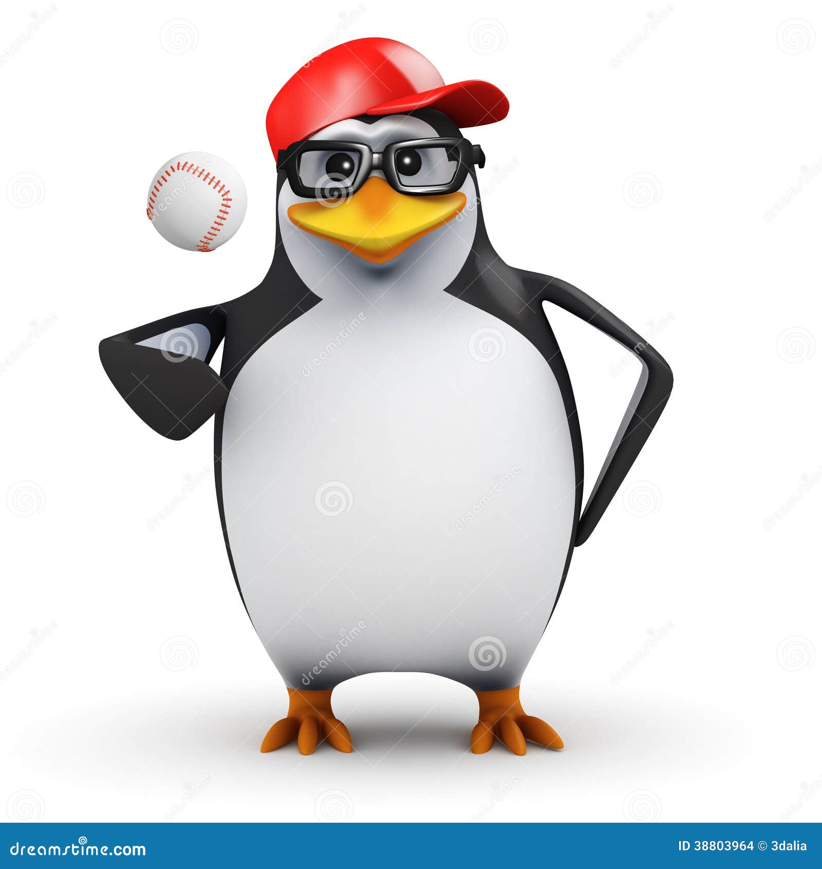 3d Penguin ready to pitch stock illustration. Illustration of cartoon ...