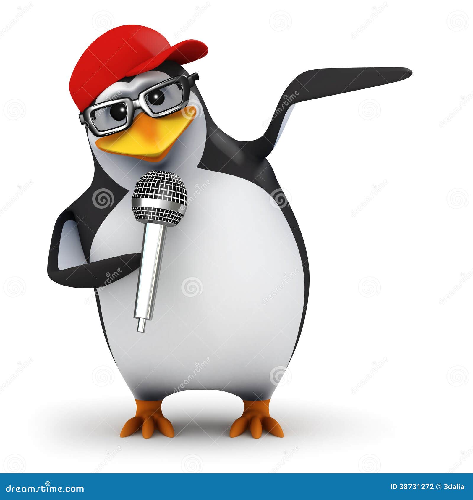 3d Penguin sings stock illustration. Illustration of rapper - 38731272
