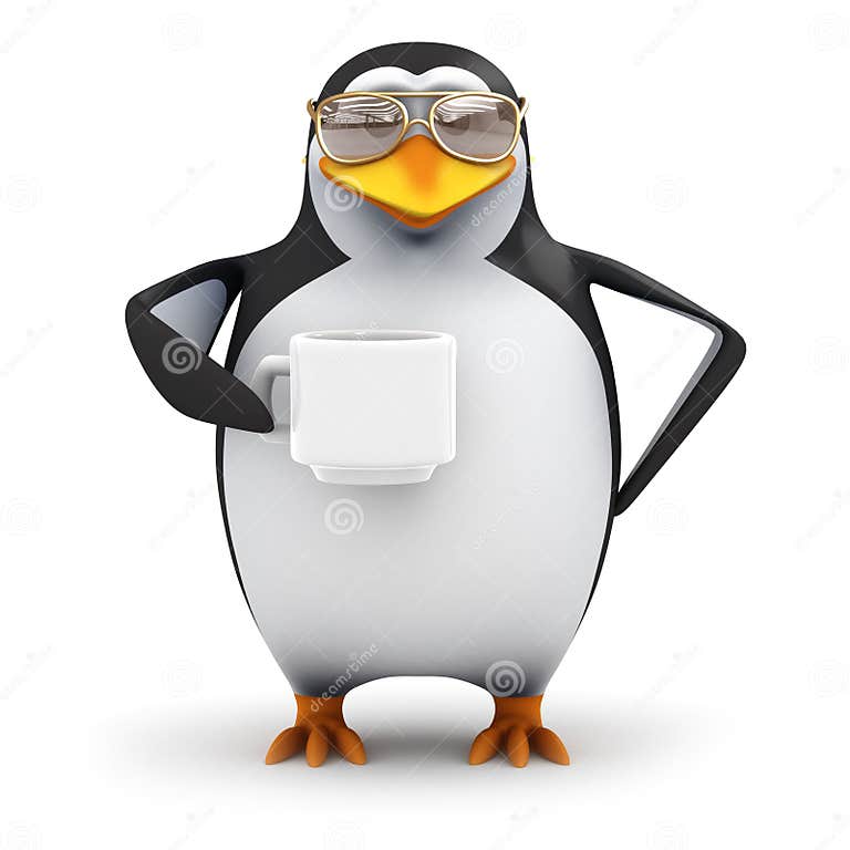 3d Penguin takes a break stock illustration. Illustration of render ...