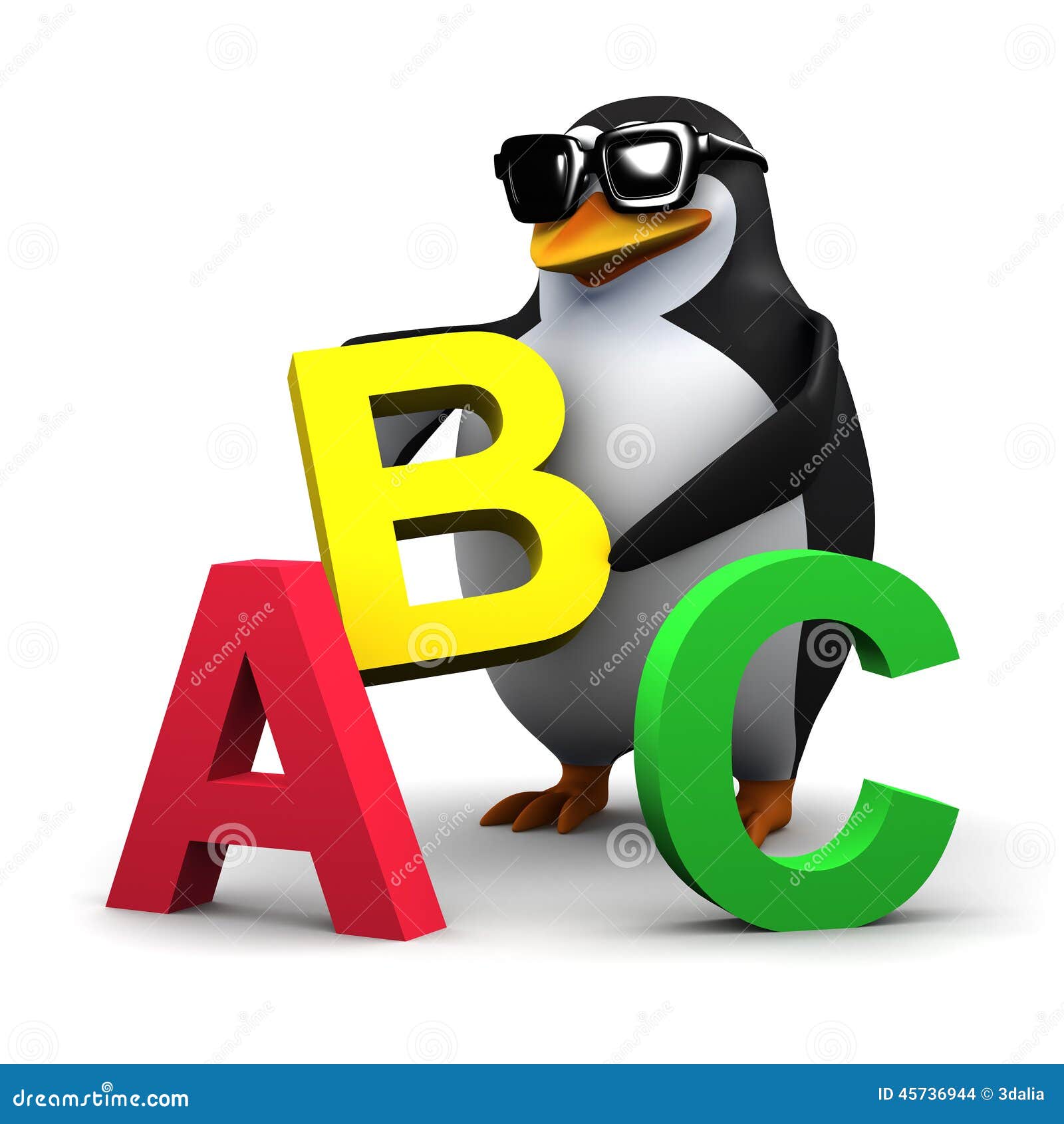 3d Penguin Teaches the Alphabet Stock Illustration - Illustration of ...