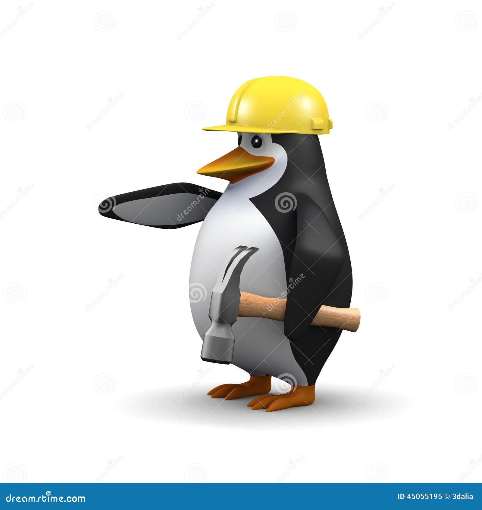 3d Penguin Construction Worker Royalty-Free Illustration | CartoonDealer.com #54635241