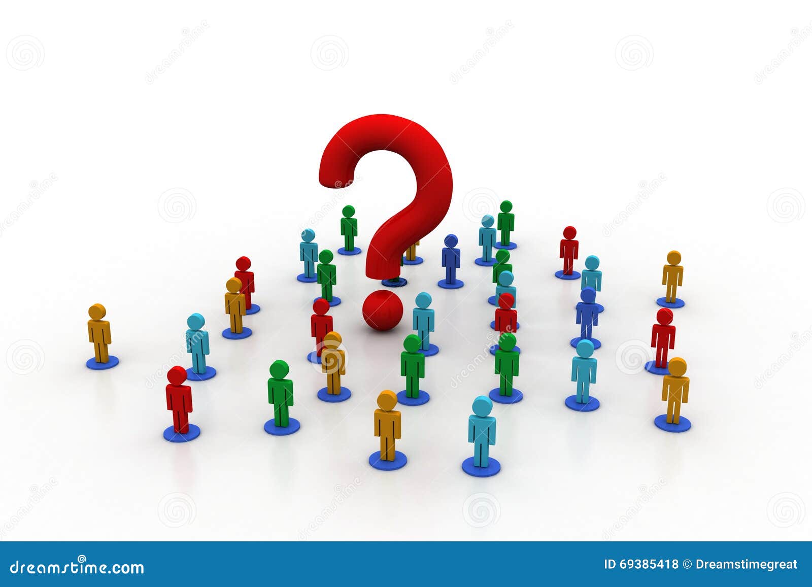 3d People Around the Question Mark Stock Illustration - Illustration of ...