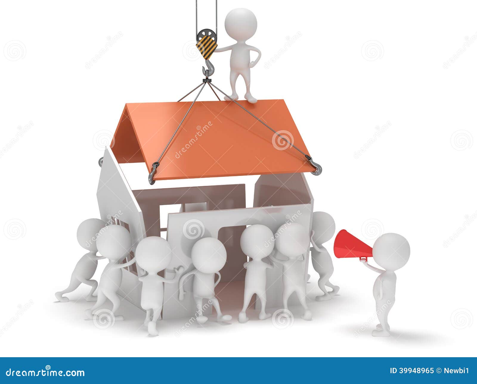 3D people build a house stock illustration. Illustration of business ...