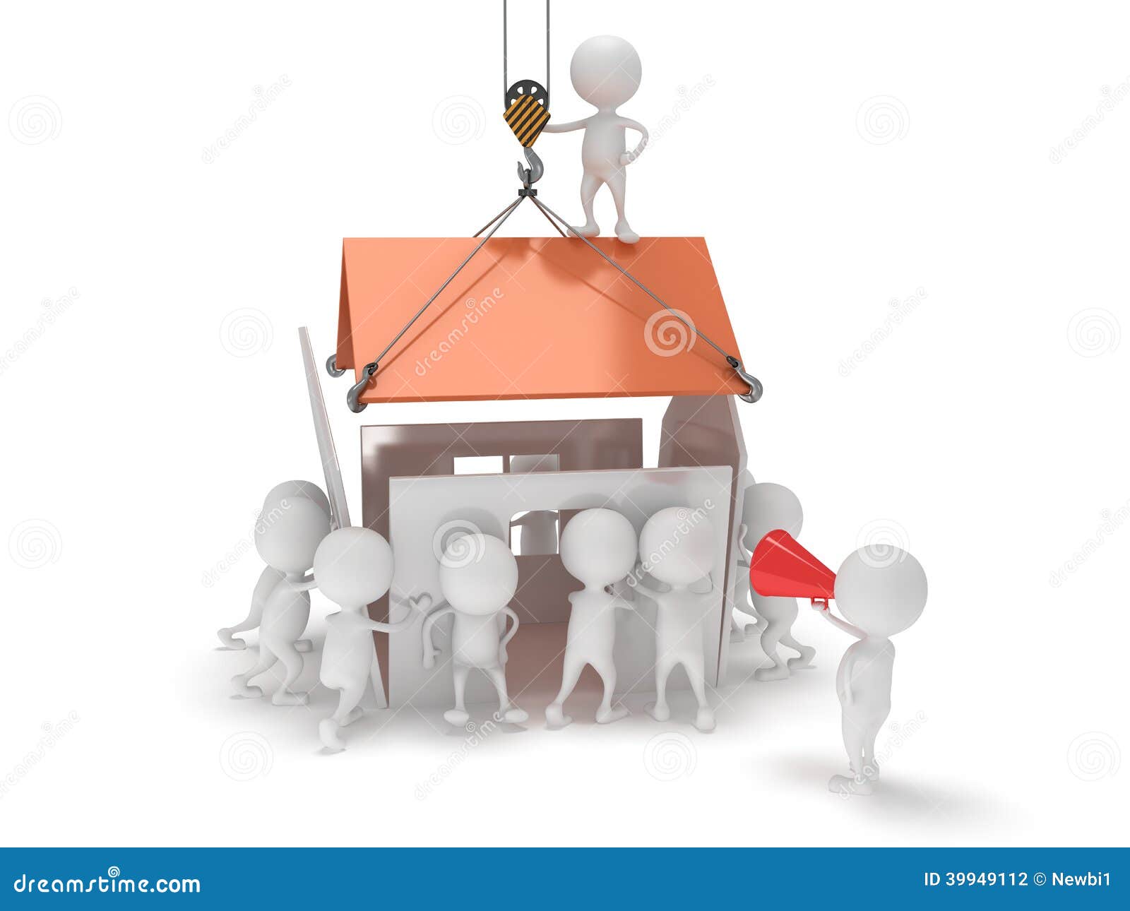 3D people build a house stock illustration. Illustration of ...