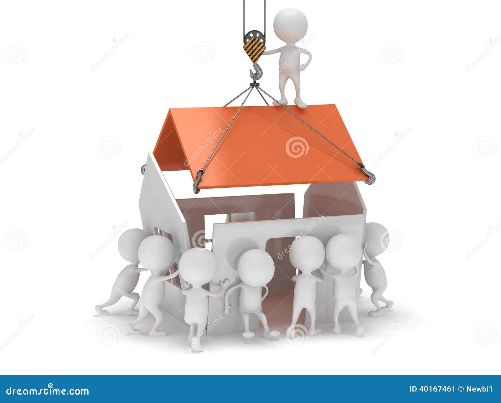 3D people build a house stock illustration. Illustration of crane ...