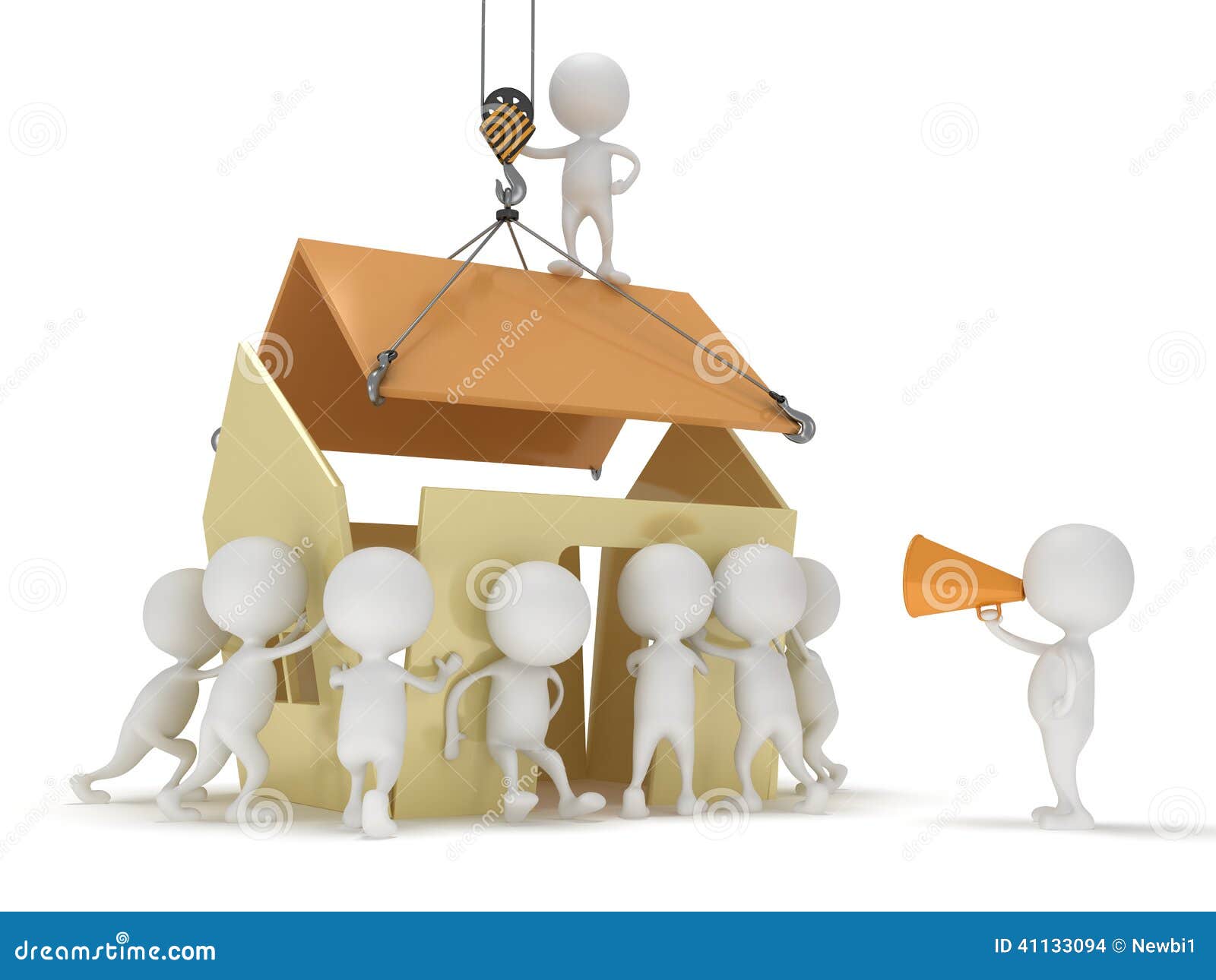 3D people build a house stock illustration. Illustration of foreman ...