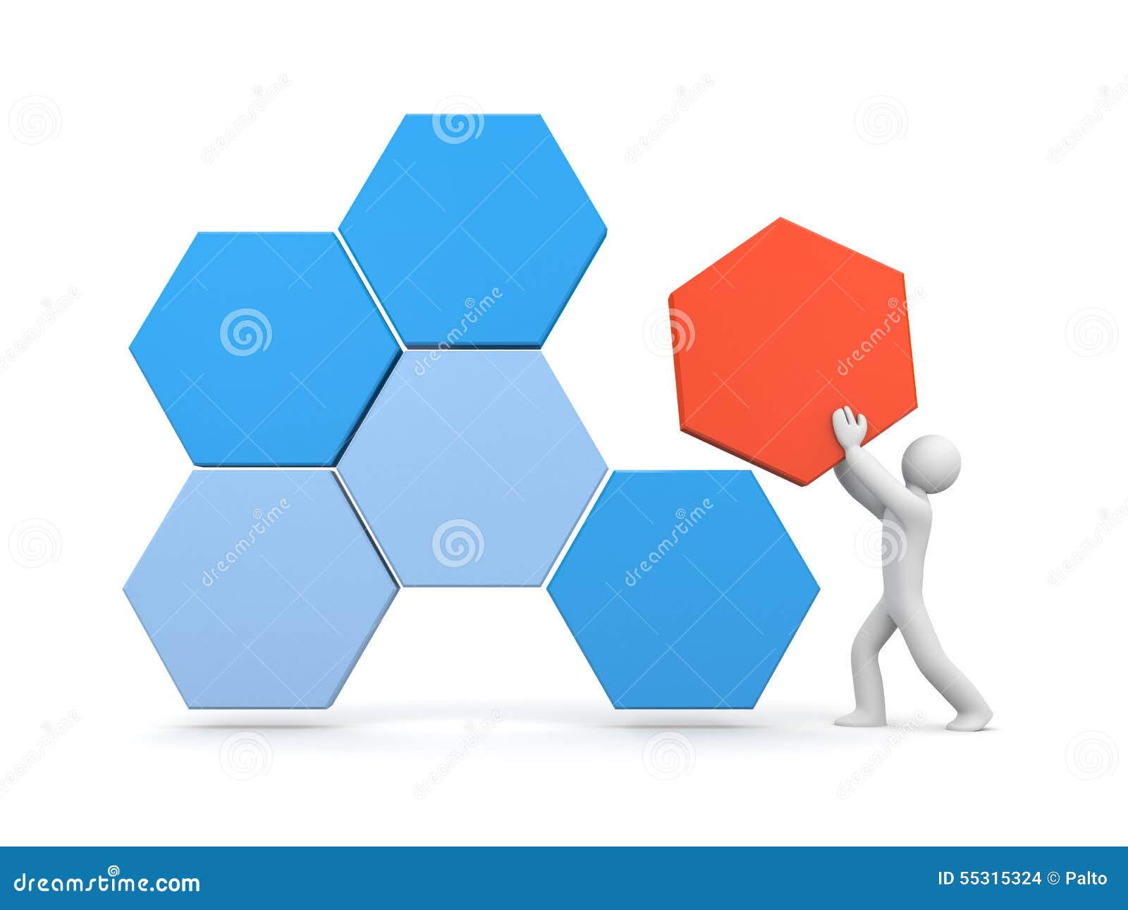 3d People Builds an Abstract Structure Stock Illustration ...