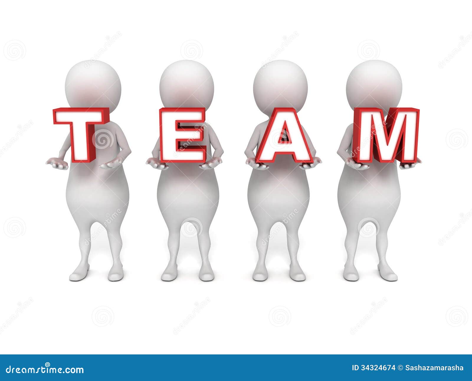 3d People Carry Red Concept TEAM Text Letters Stock Illustration ...