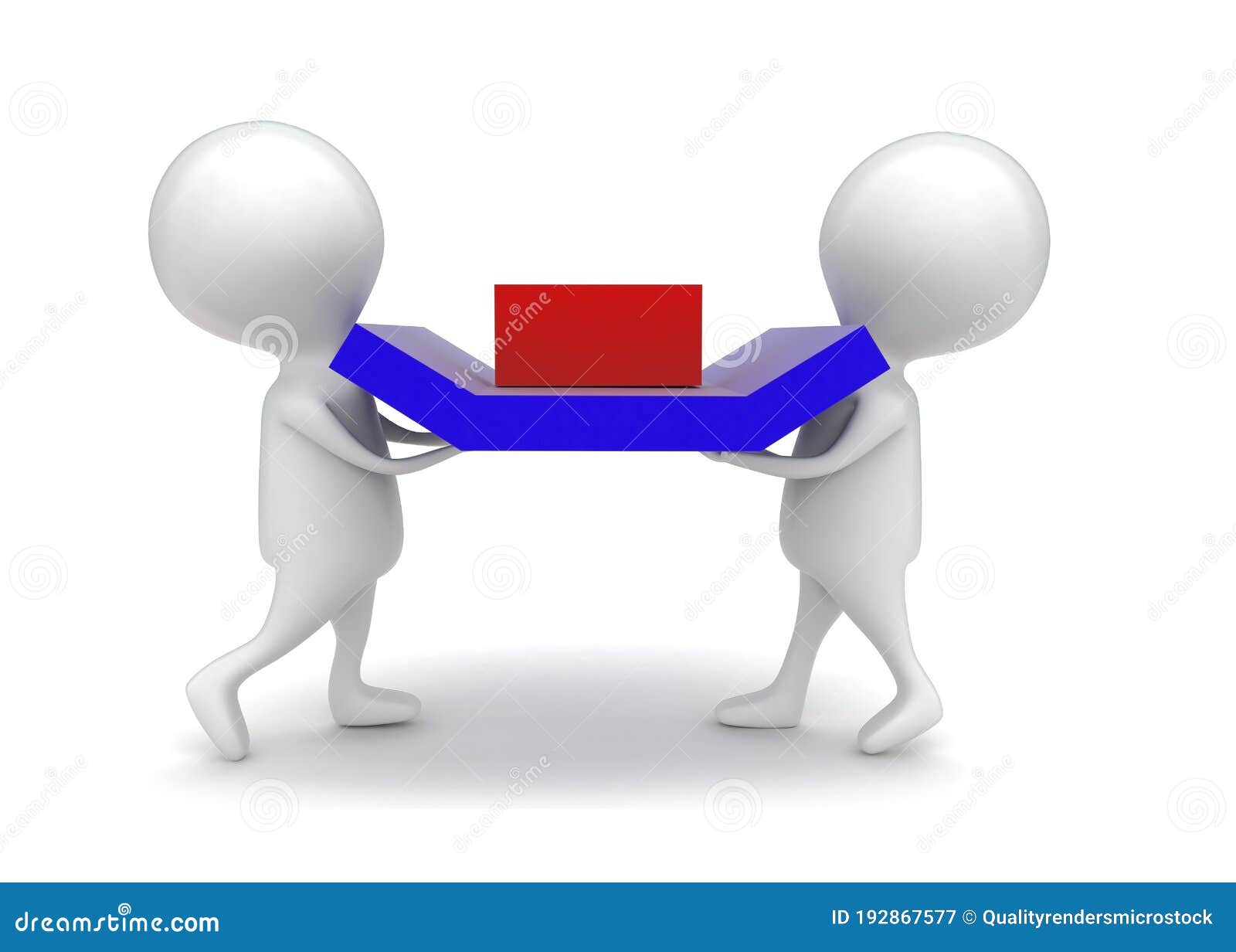 3d People Carrying a Box Concept Stock Illustration - Illustration of ...