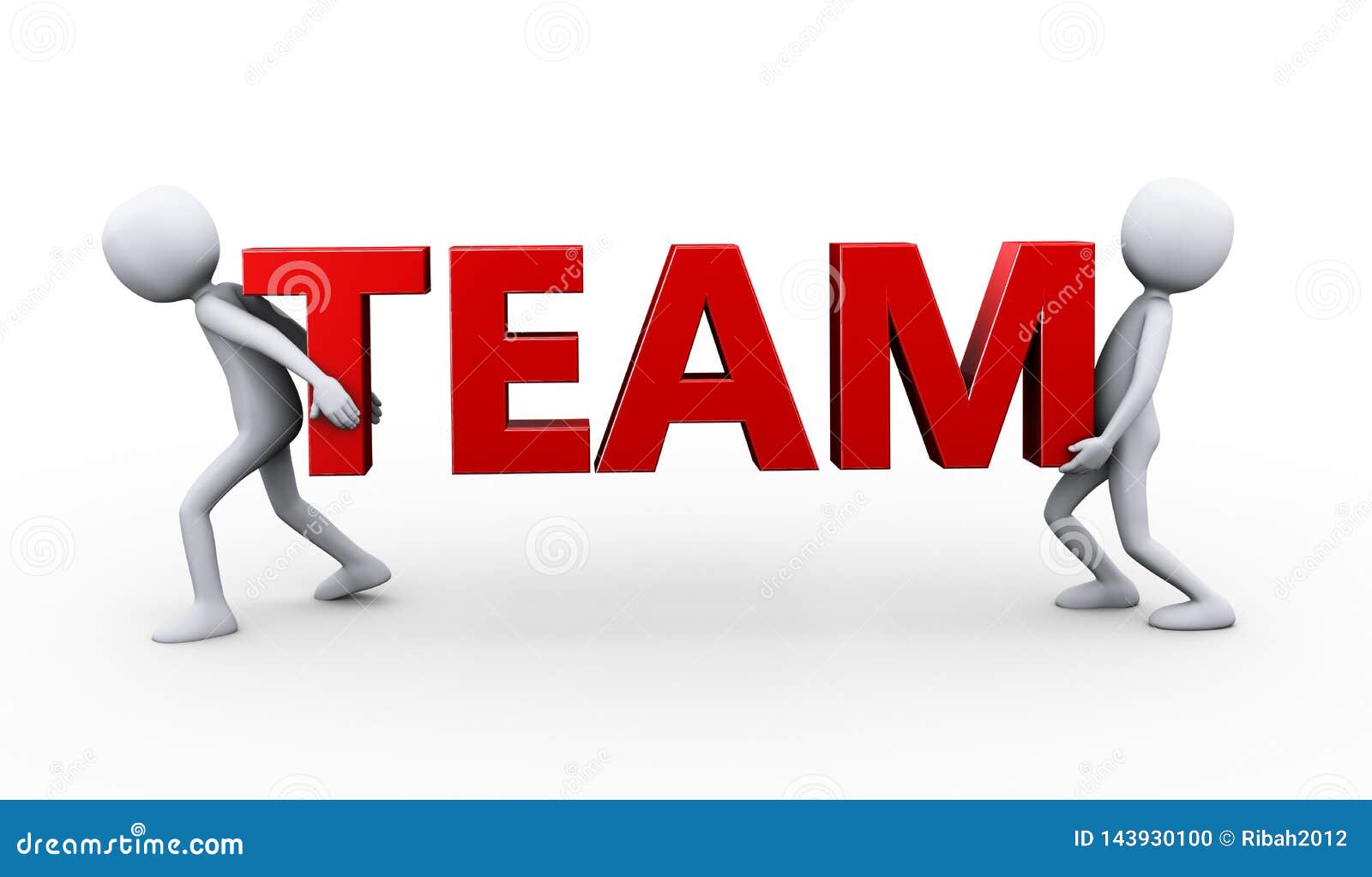 3d People Carrying Word Team Stock Illustration - Illustration of group ...