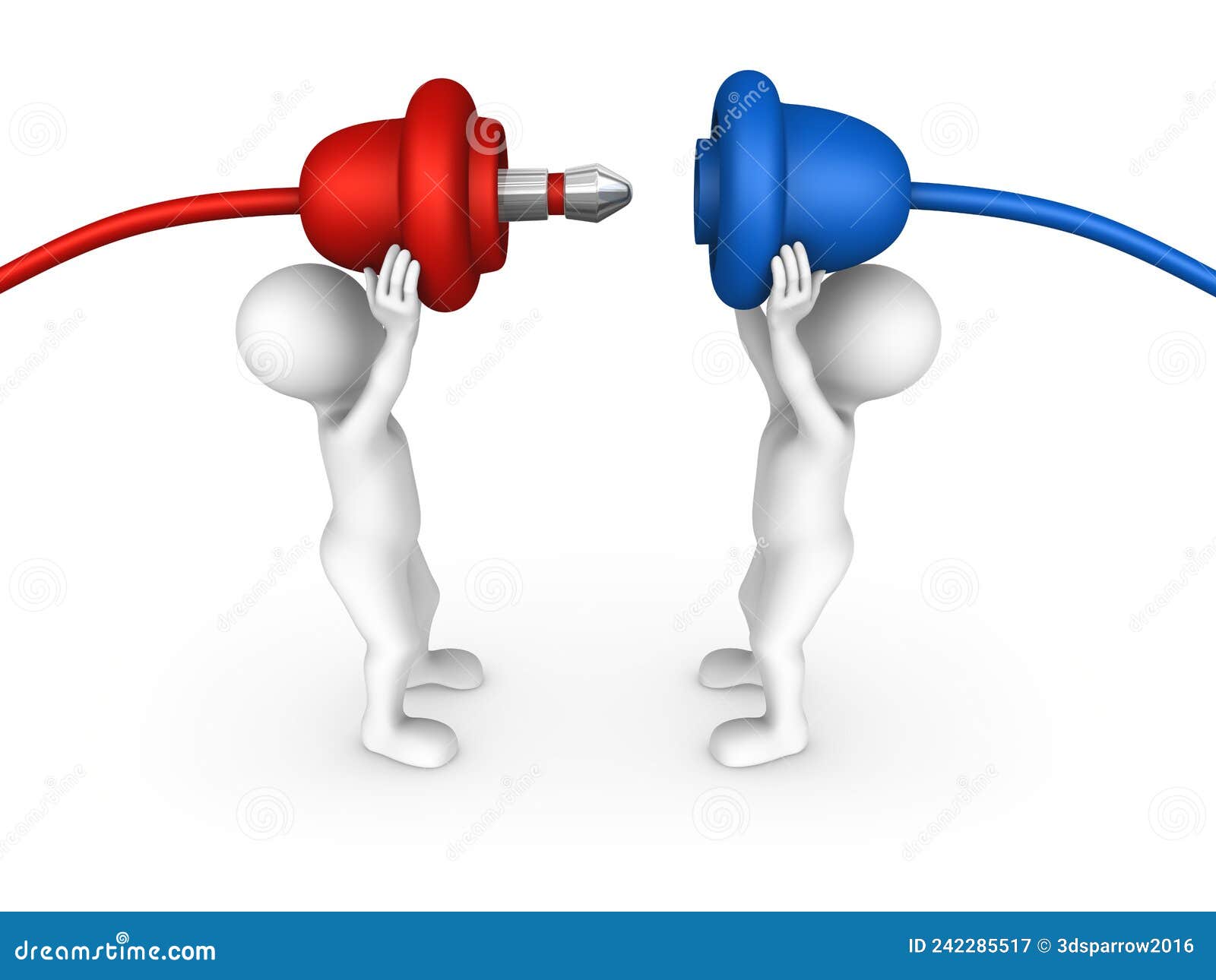 3d People Conecting Two Colored Cables Together Stock Illustration ...