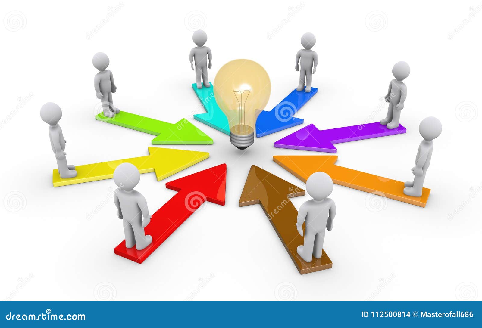 People around a light bulb stock illustration. Illustration of ...