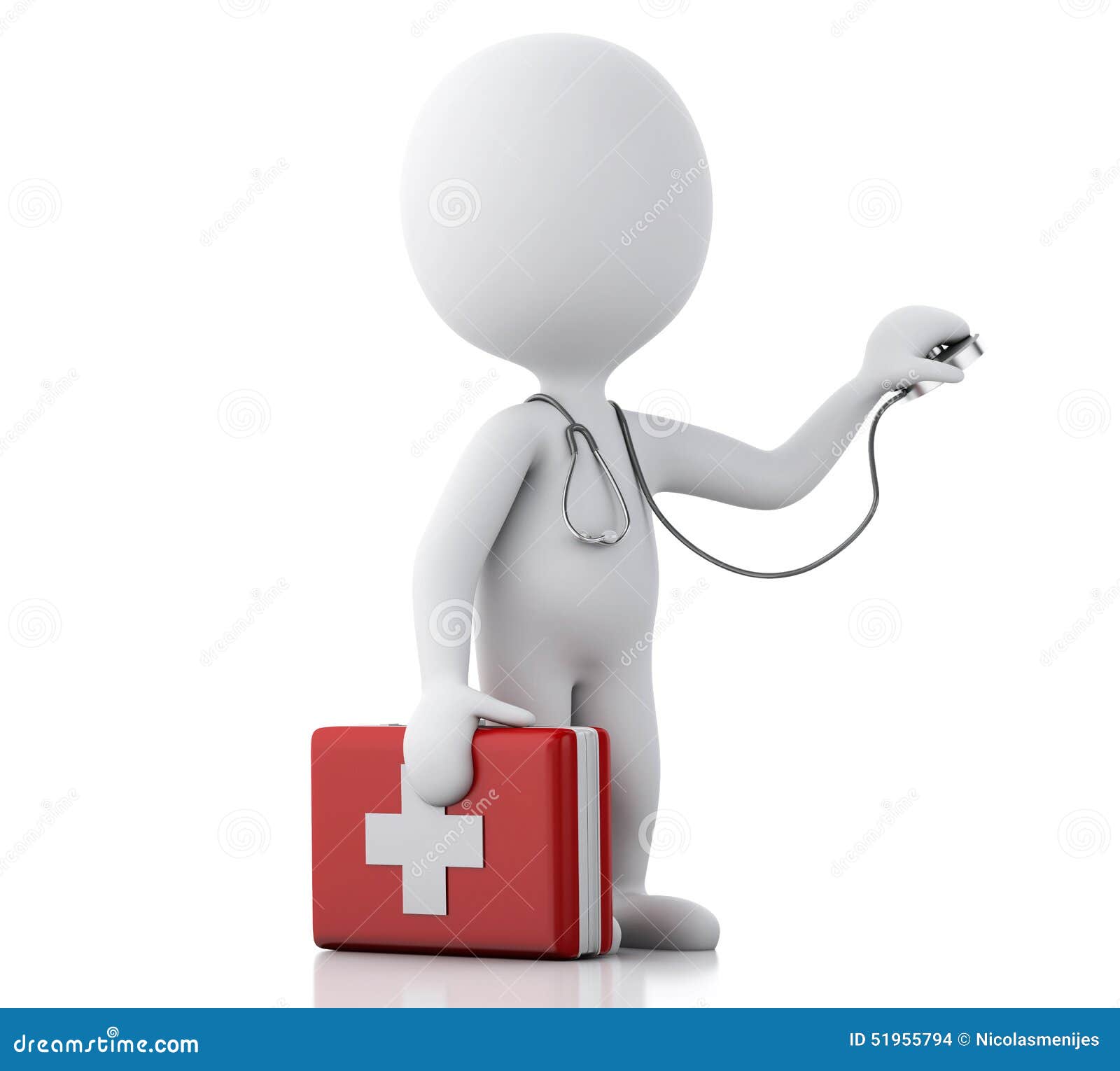 3d People Doctor with a Stethoscope and First Aid Kit Stock ...
