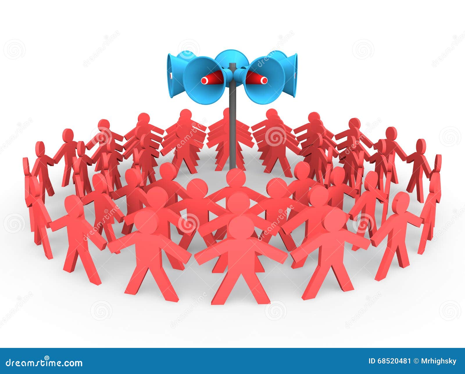 3d People Gather Around Loudspeakers Stock Illustration - Illustration ...