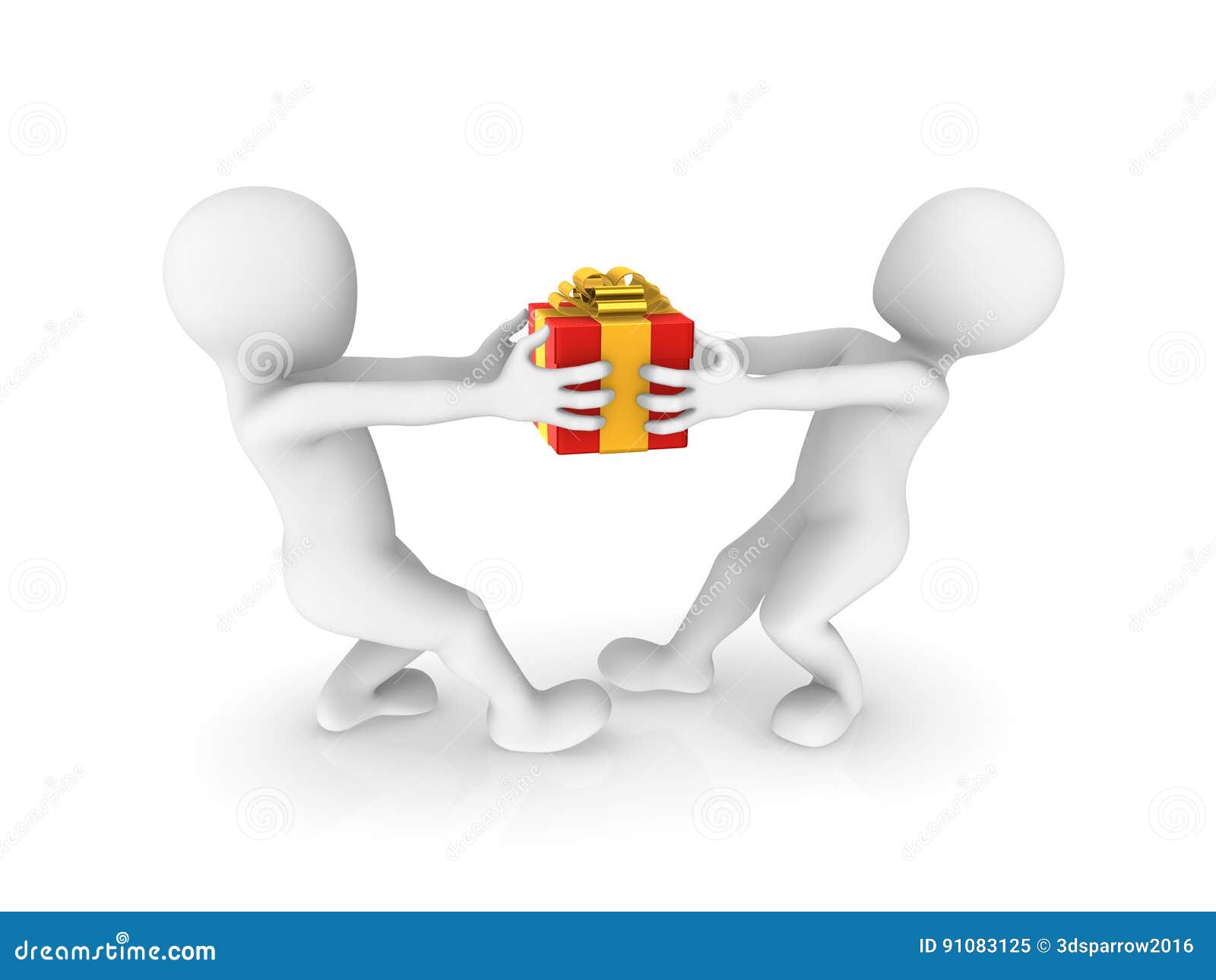 3d People with Gift Box. Competition on a Sale Stock Illustration ...