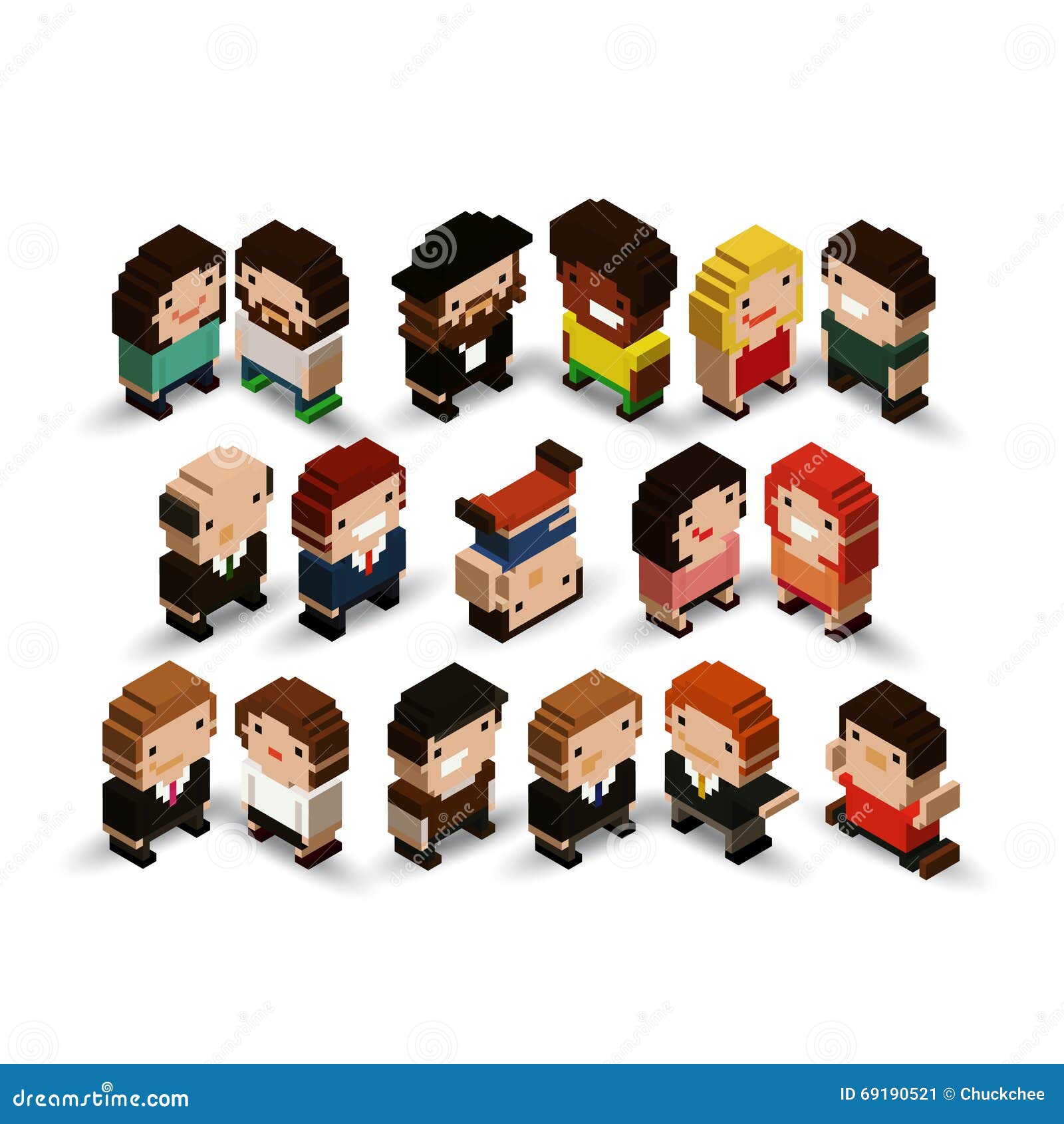 3d people stock vector. Illustration of isometric, game - 69190521