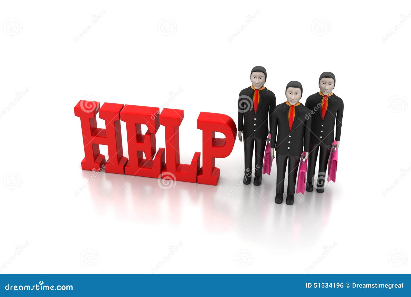 3d people with help text stock photo. Image of commitment - 51534196
