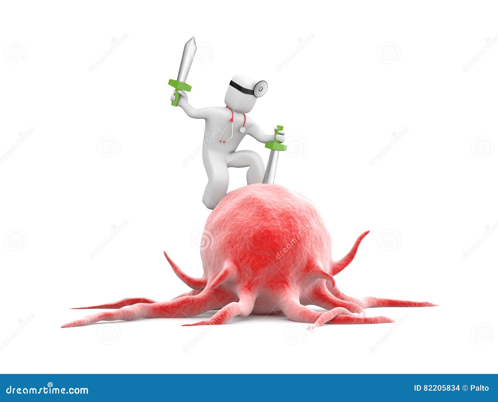 3d People - Human Character Fighting with Cancer Stock Illustration ...