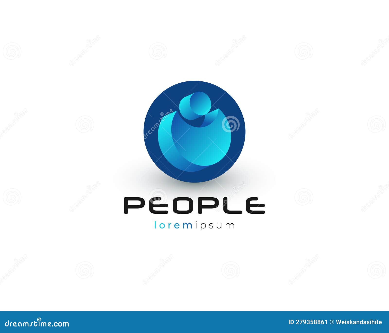 3D People Logo Design in Blue Gradient. People Logo or Icon for ...