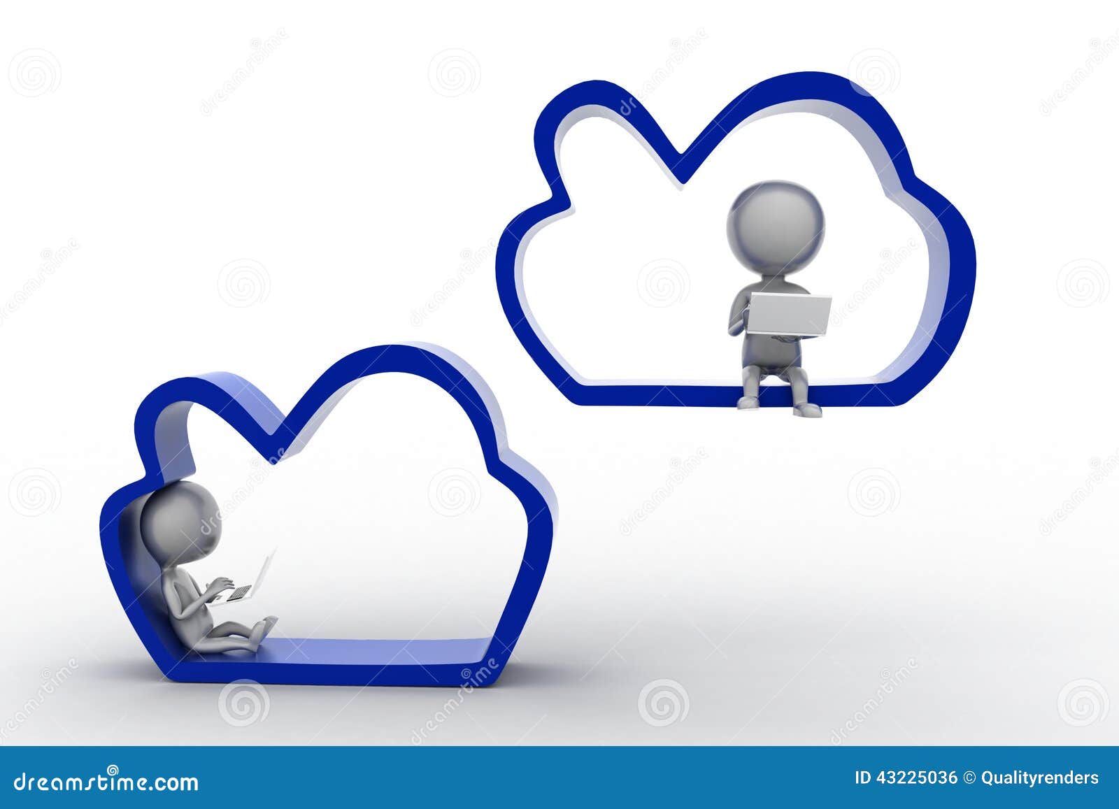 3d People - Man Cloud Computing Stock Illustration - Illustration of ...