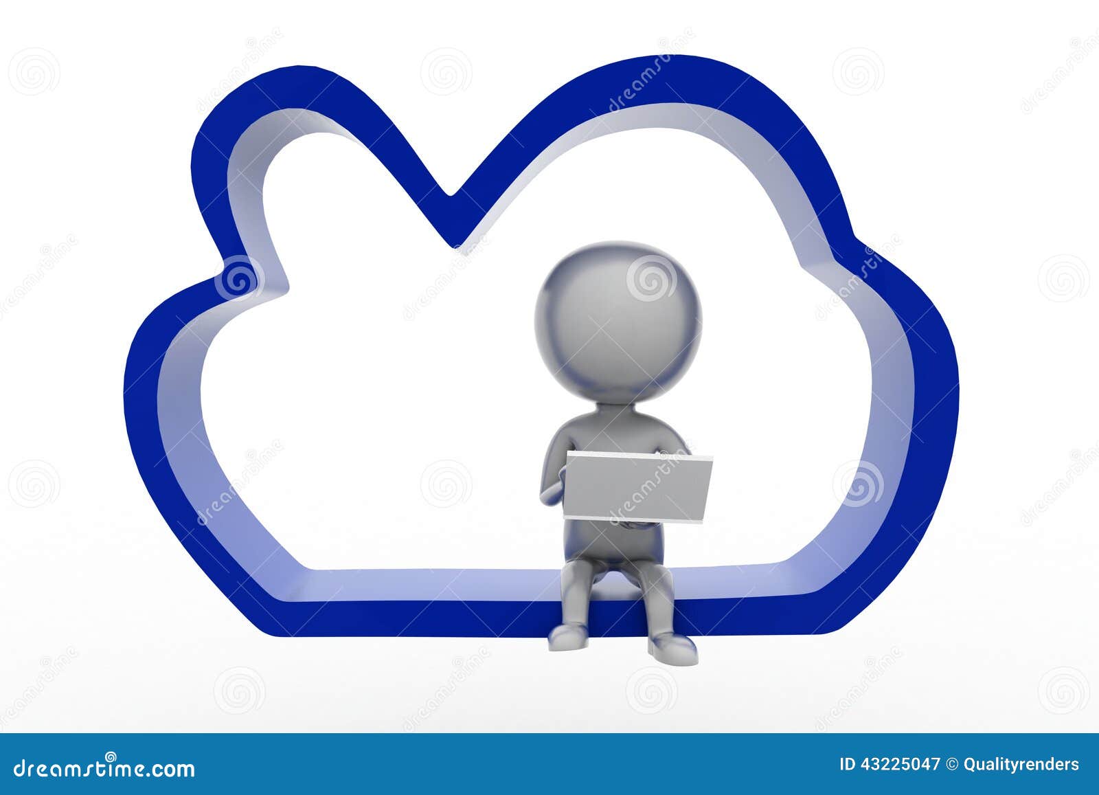 3d People - Man Cloud Computing Stock Illustration - Illustration of ...