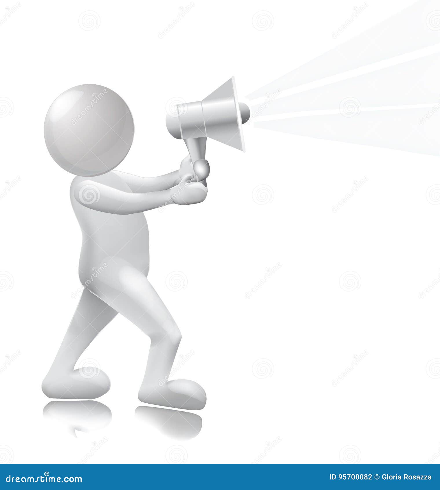 3D People Man with a Megaphone Stock Vector - Illustration of audio ...
