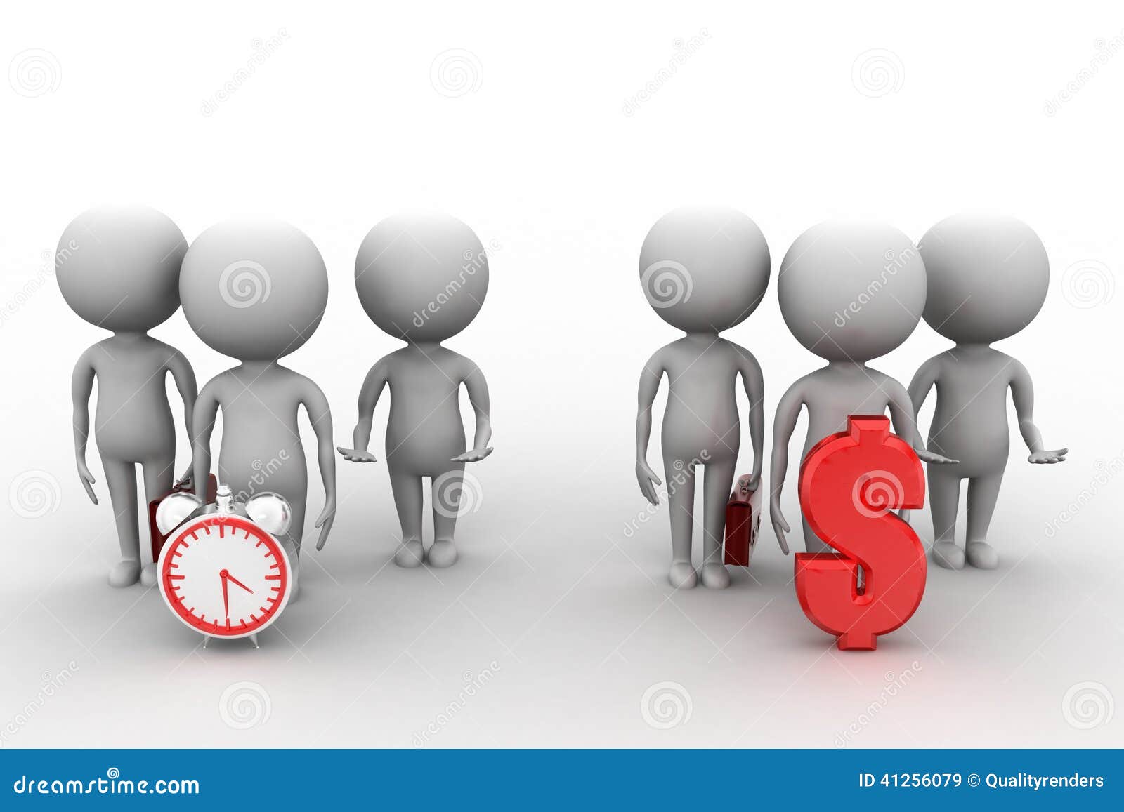 3d People - Man, Person and a Clock and Money Stock Illustration ...