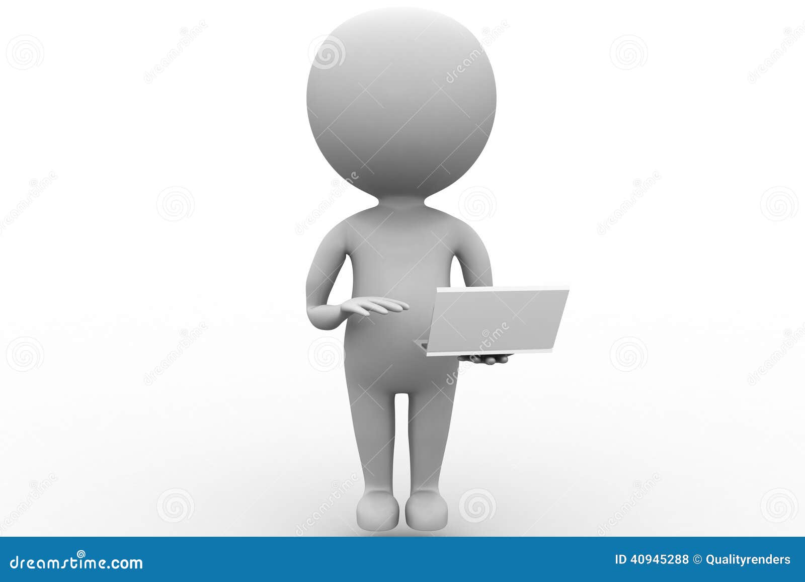 3d People - Man, Person with a Laptop Stock Illustration - Illustration ...