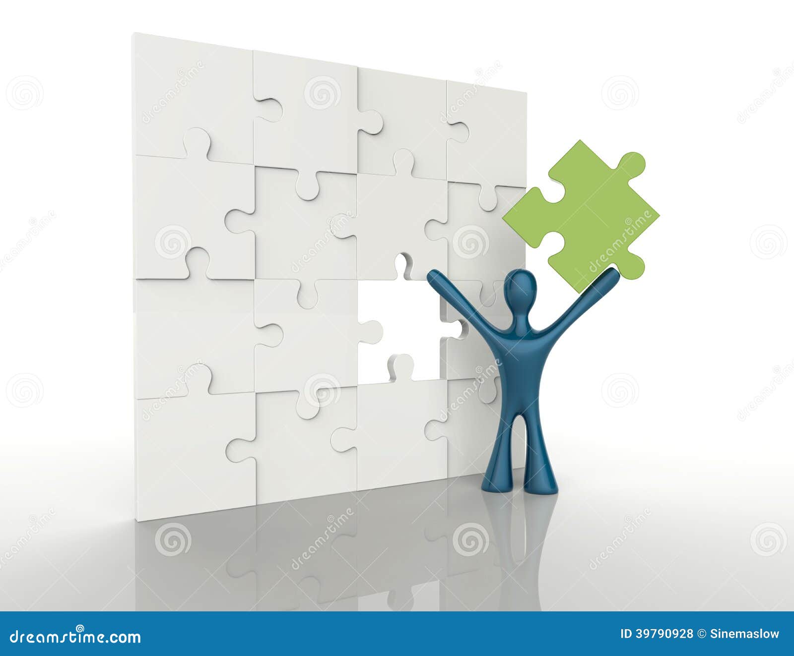 3d People - Man, Person with Pieces of Puzzle Stock Illustration ...