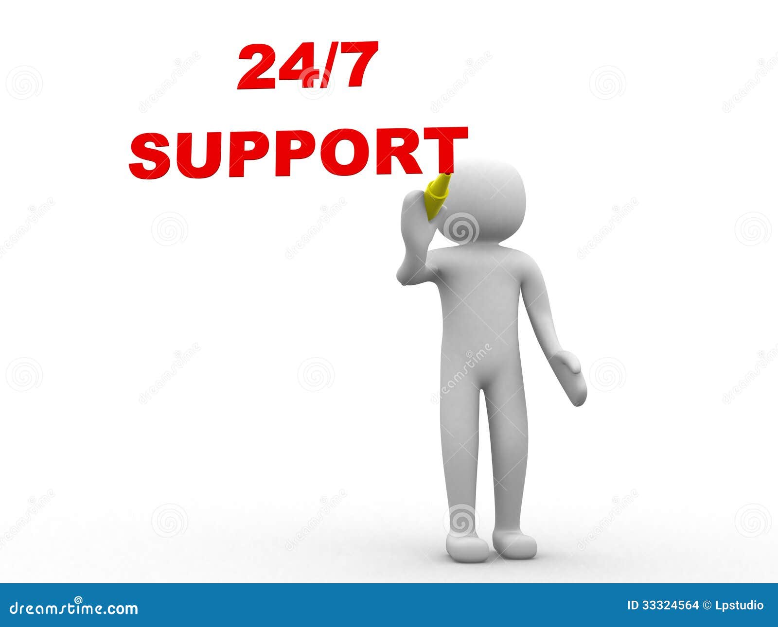 3d People - Man, Person with a Support 24/7 Stock Illustration ...