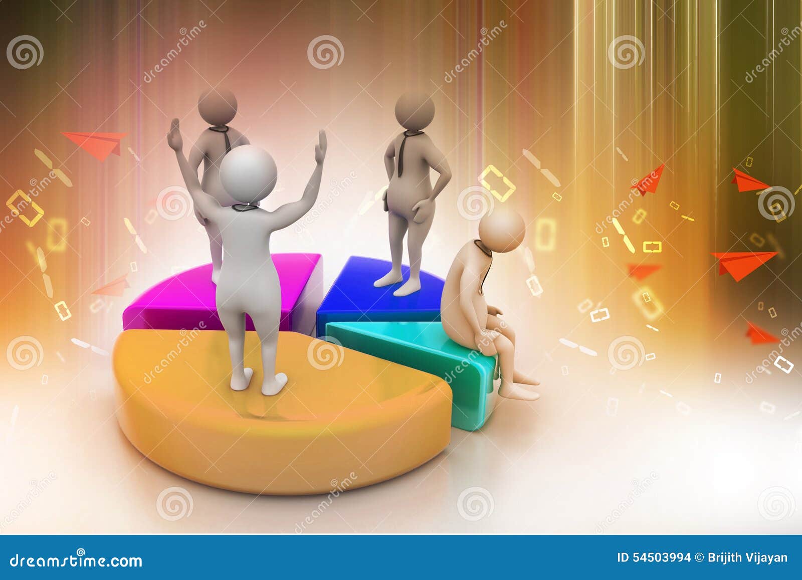 3d People with Pie Chart, Business Competition Stock Illustration ...