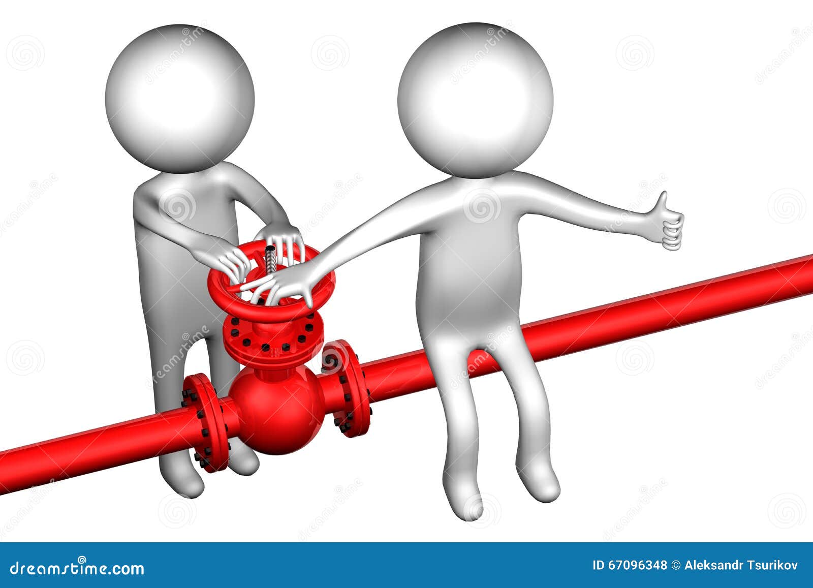 3D People With Pipeline With Valve Royalty-Free Stock Image ...