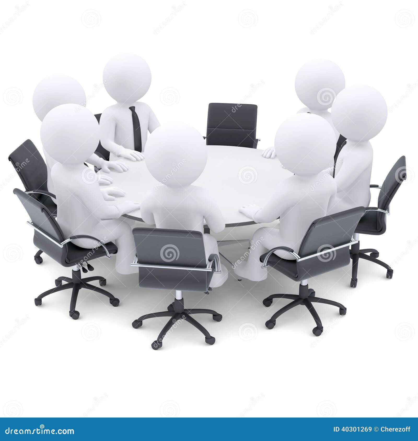 3d People at the Round Table. One Chair is Empty Stock Illustration ...