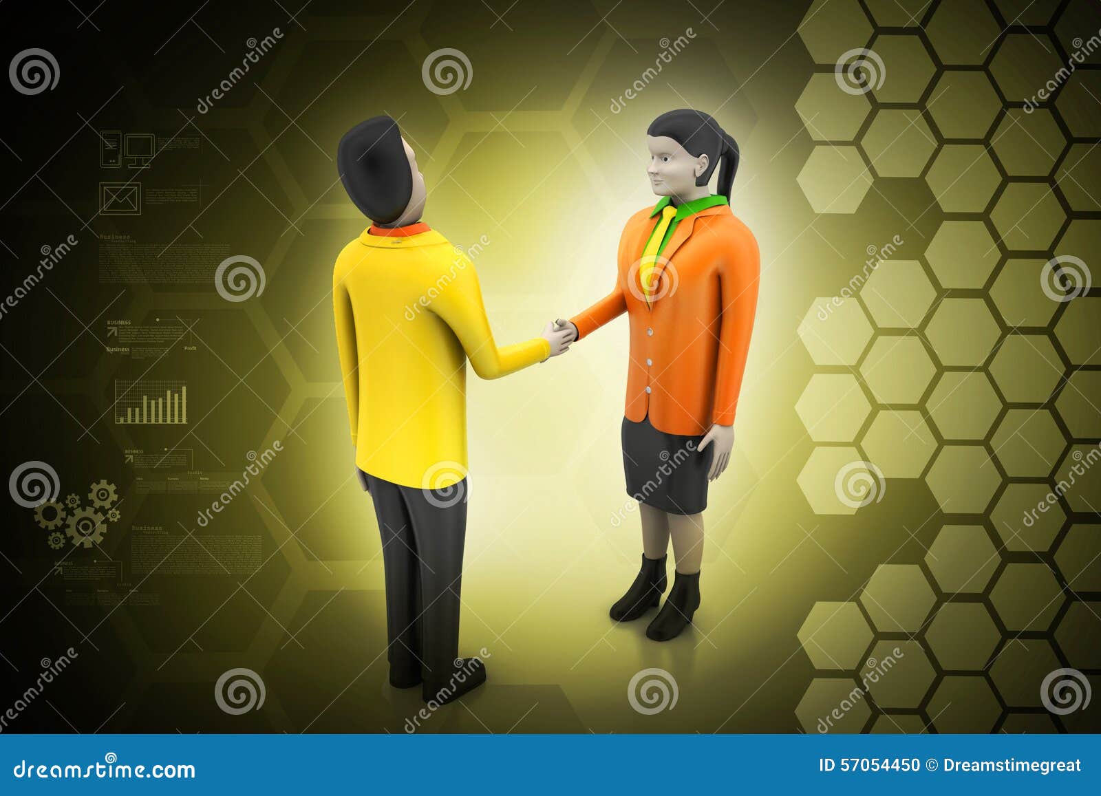 3d People are Shaking Hands Stock Illustration - Illustration of happy ...