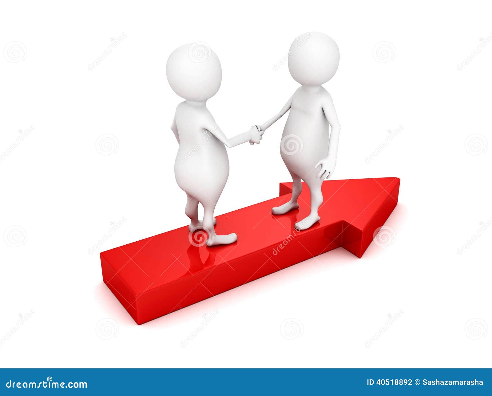 3d People Shaking Hands on Red Arrow Stock Illustration - Illustration ...