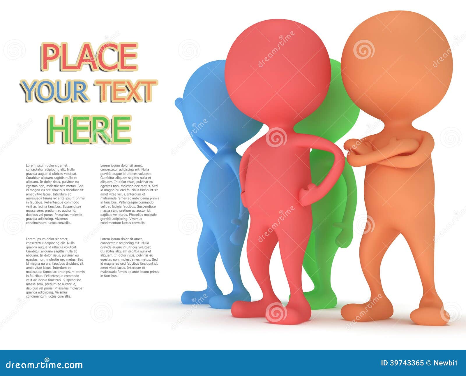 3d people stand on white stock illustration. Illustration of human ...