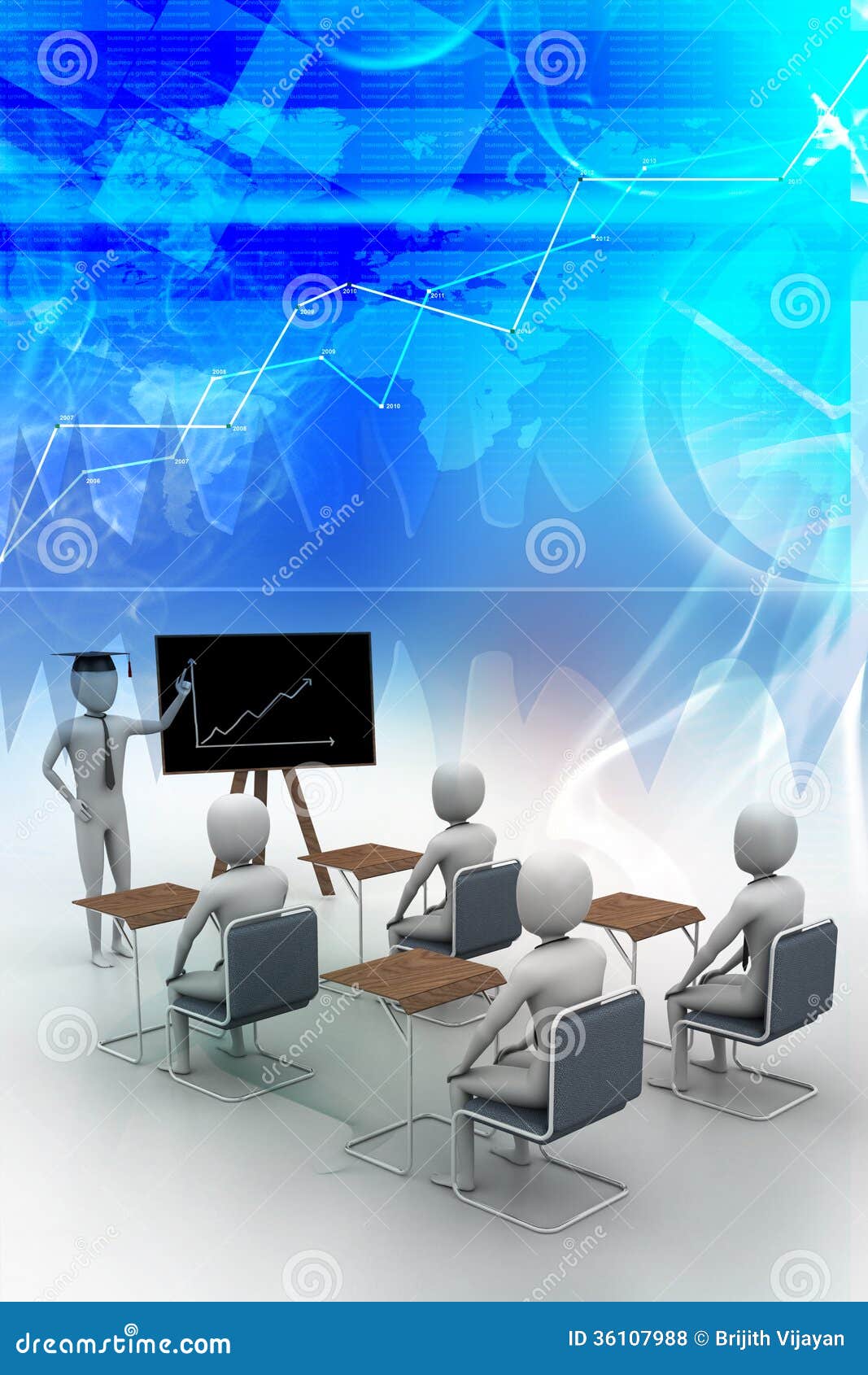 3d people studying stock illustration. Illustration of classroom - 36107988