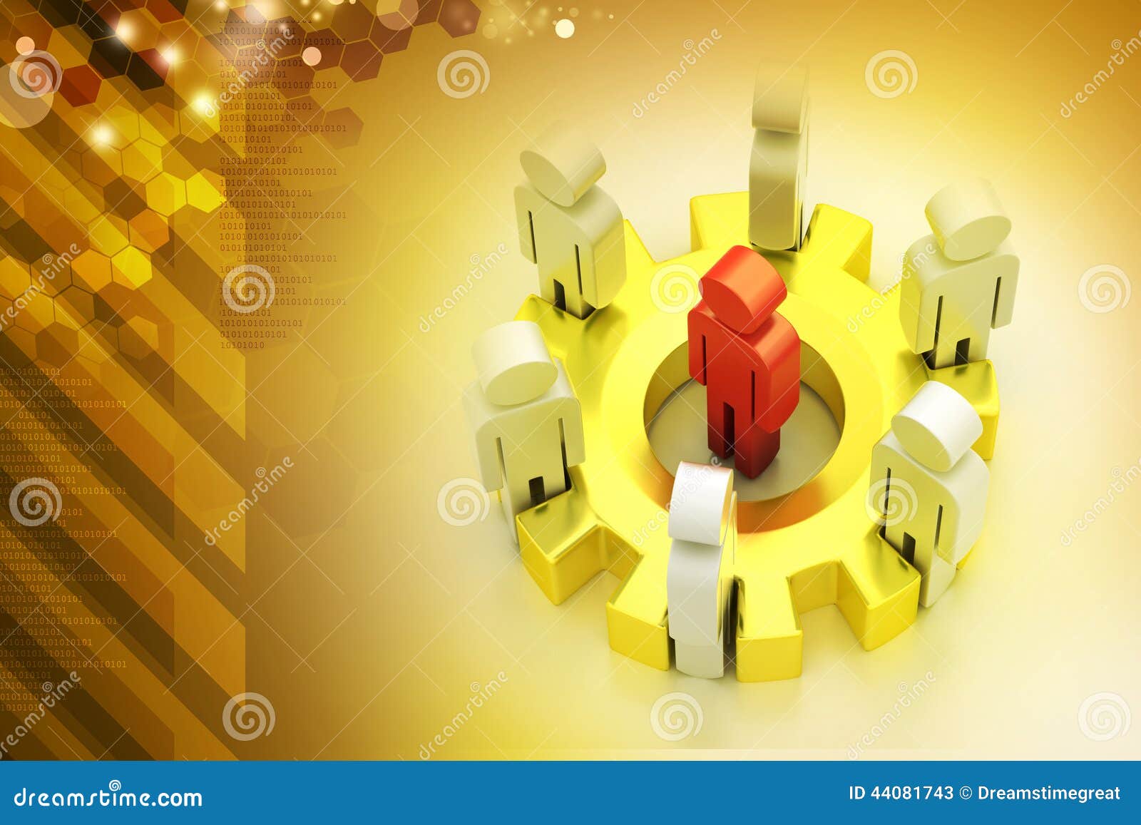 3d People Team Standing on the Gear Stock Illustration - Illustration ...