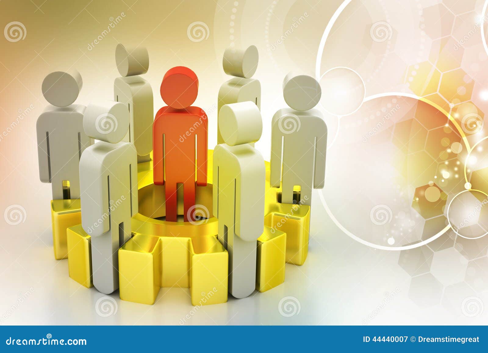 3d People Team Standing on the Gear Stock Illustration - Illustration ...