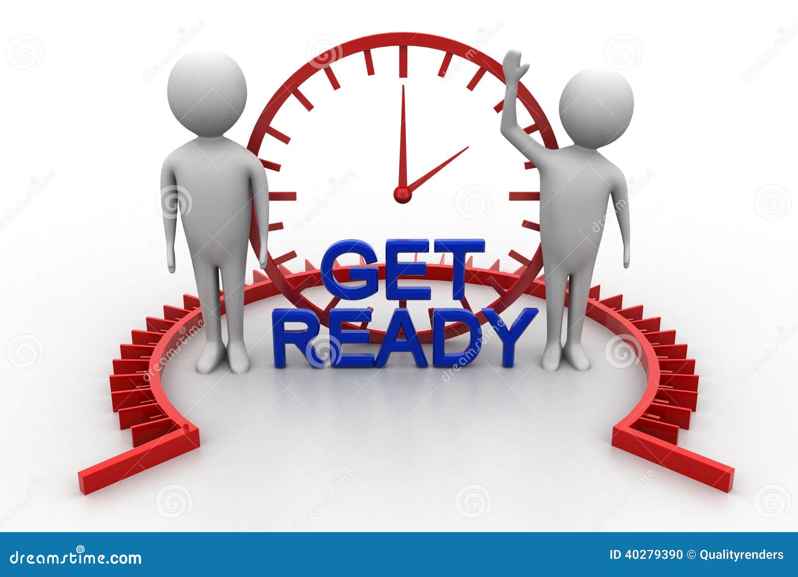 3d People with Time and Get Ready Text Stock Illustration ...