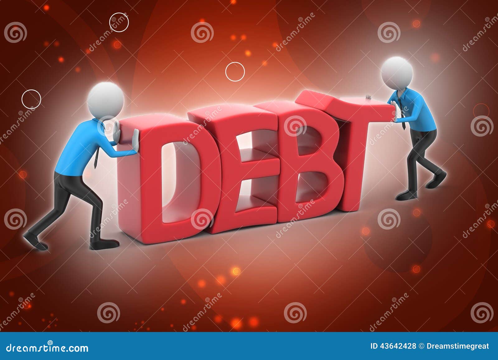 3d People Try To Avoid Debt Stock Illustration - Illustration of money ...