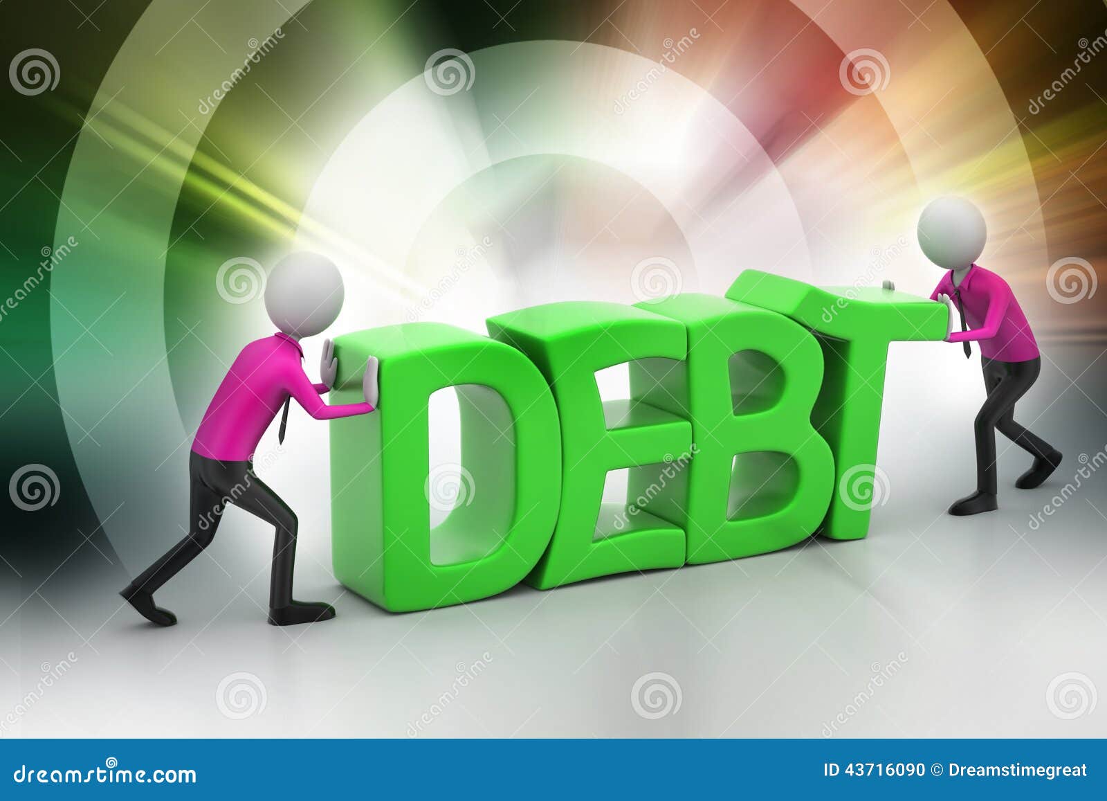 3d People Try To Avoid Debt Stock Illustration - Illustration of render ...