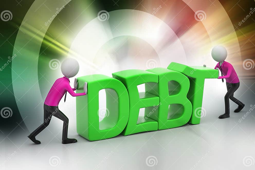 3d People Try To Avoid Debt Stock Illustration - Illustration of render ...